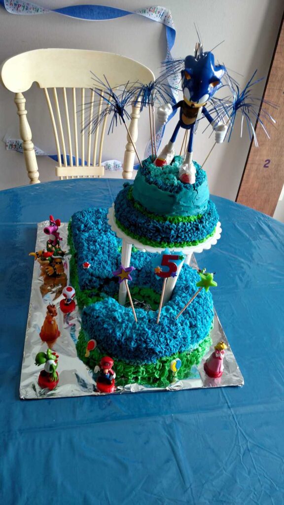 Sonic Mario Birthday Cake by Liberty at B4 and Afters Project Blog