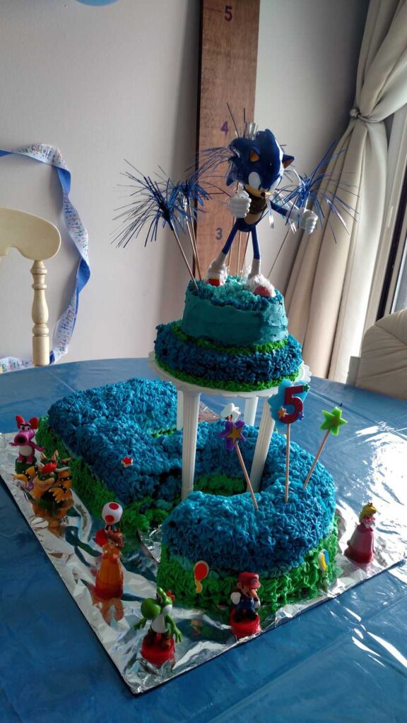 Sonic Mario Birthday Cake by Liberty at B4 and Afters Project Blog