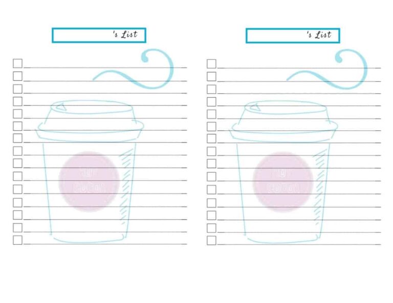 Seasonal Drink Printable Checklists – B4 and Afters