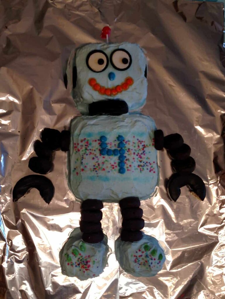 Simple Robot Cake – B4 and Afters
