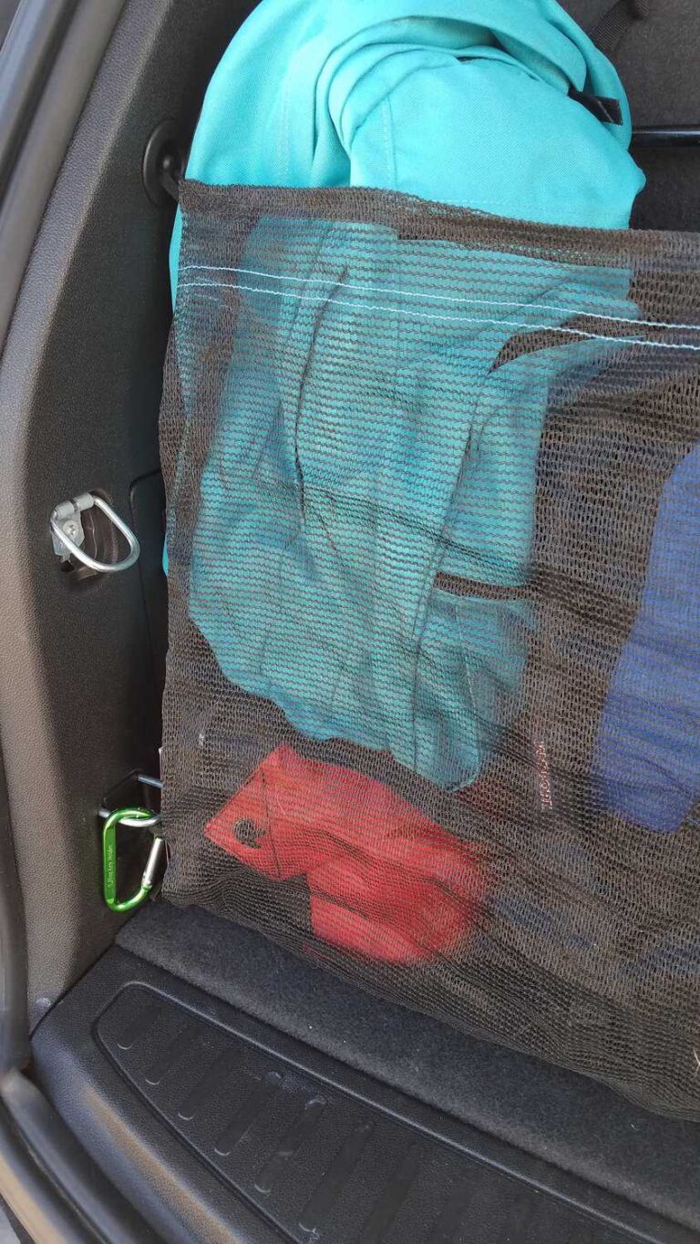 Easy DIY Cargo Net – B4 and Afters - trunk space storage organizer