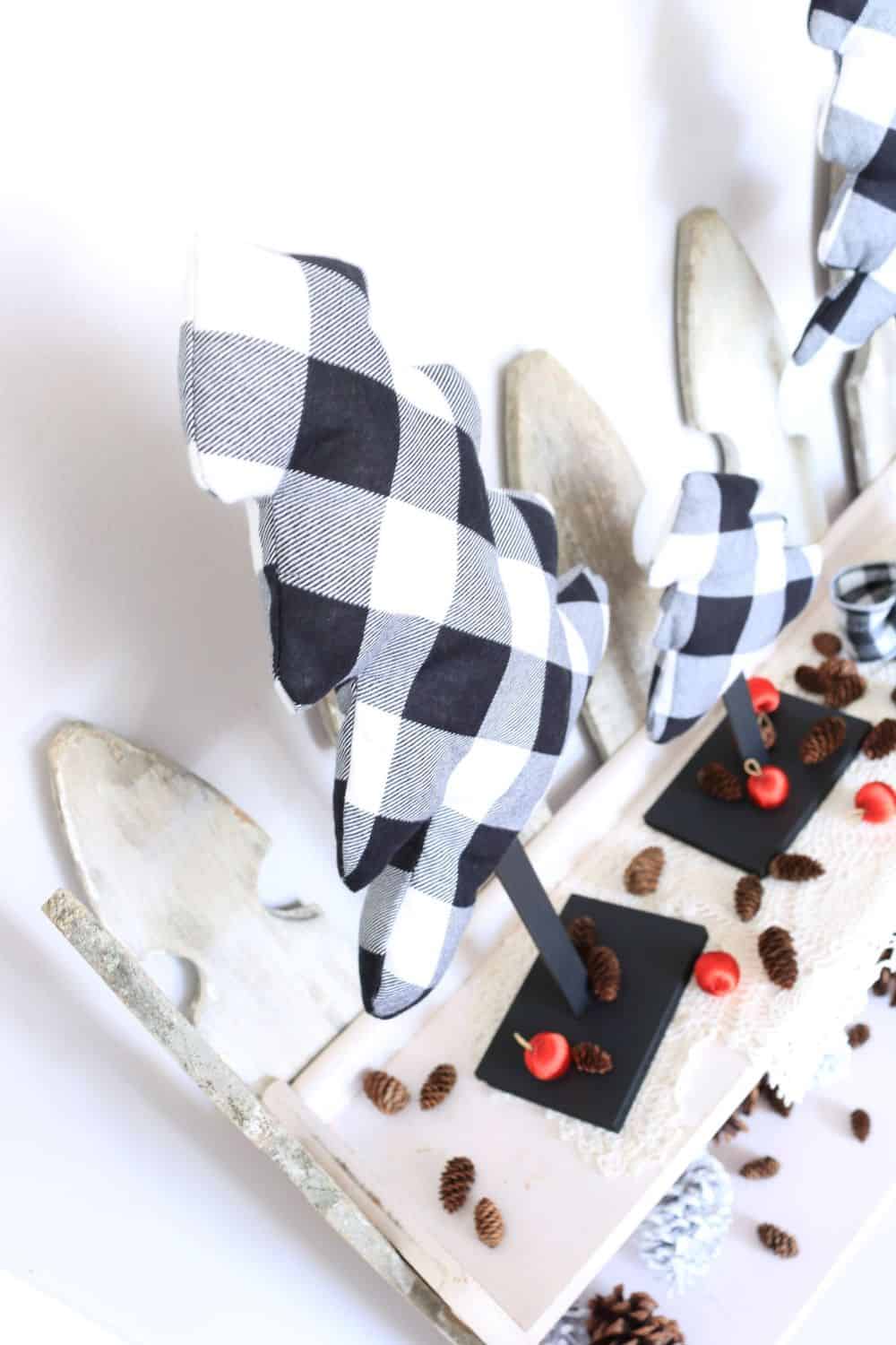 Black and White Buffalo Plaid Fabric Christmas Trees – B4 and Afters