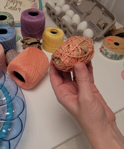 Thread Wrapped Easter Eggs – B4 and Afters - using paper eggs