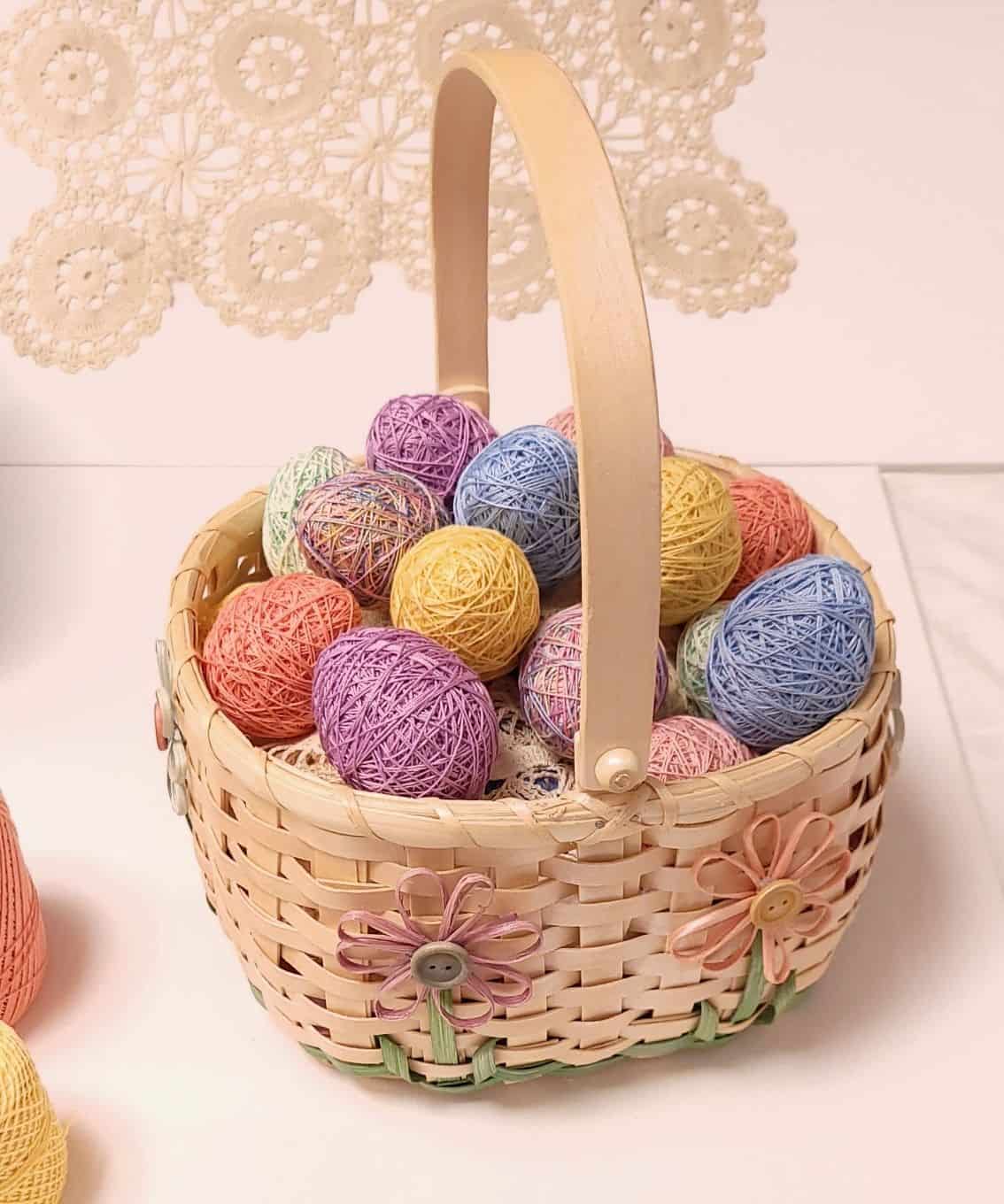 Thread Wrapped Easter Eggs – B4 and Afters - using paper eggs