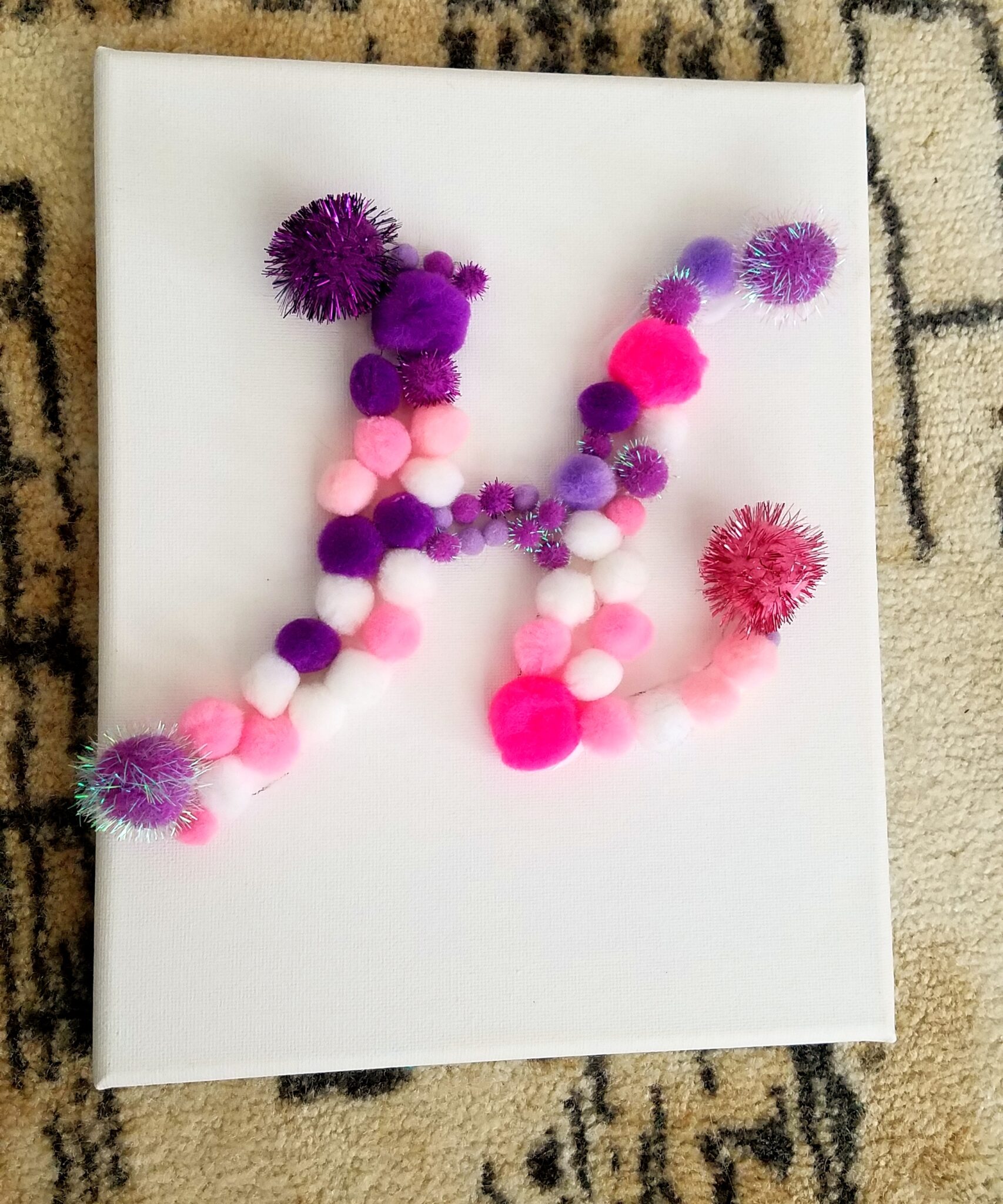 Pom Pom Letter Canvas Craft Gift Idea – B4 and Afters - an easy project ...